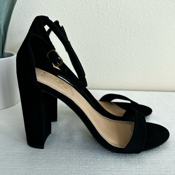 Brash | Shoes | New Brash Black Faux Suede Ankle Strap Block High Heel ...